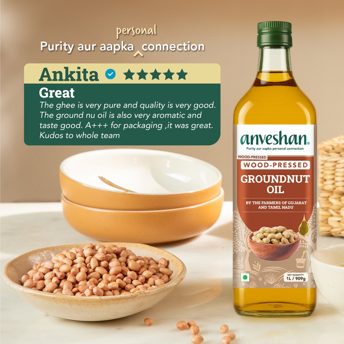 Pure Wood-Pressed Groundnut Oil | Natural Taste & Nutrition – Anveshan