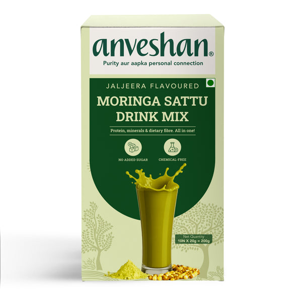Moringa Sattu Drink Mix (10 Sachets) | Jaljeera Flavour – Anveshan
